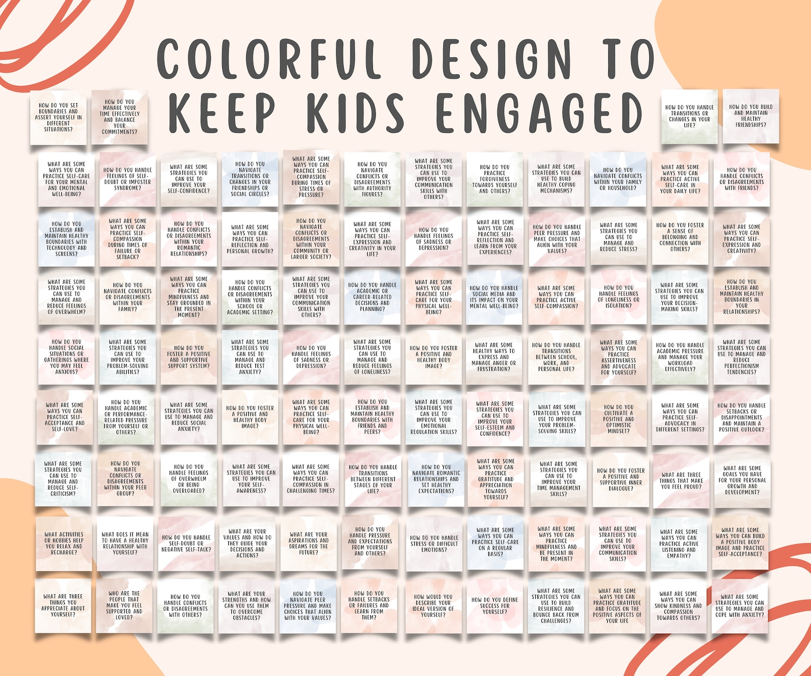 100 Teens Therapy Questions Cards Conversation Starters Mental Health ...