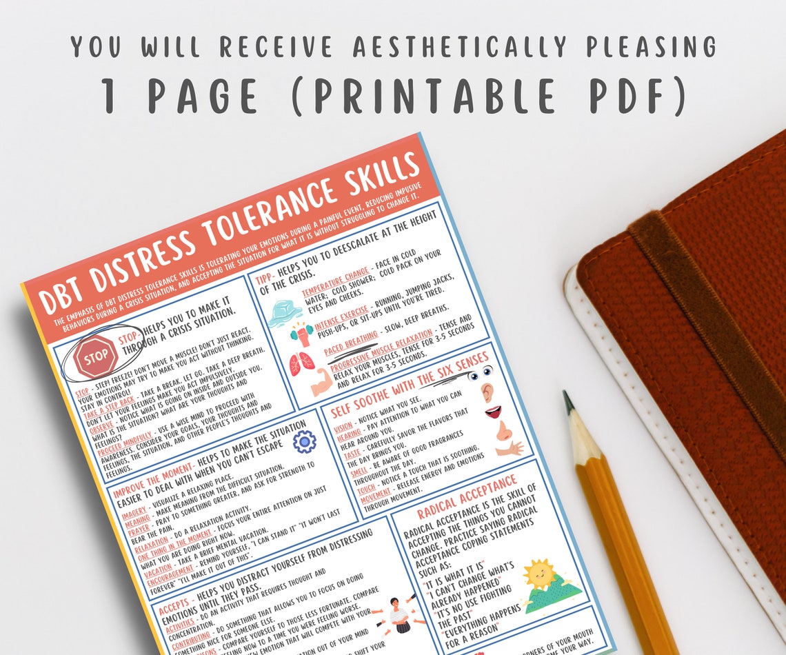 DBT Distress Tolerance Coping Skills Handout Teens Kids - Etsy