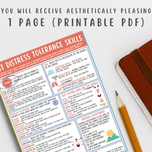 DBT Distress Tolerance Coping Skills Handout Teens Kids Adults ...