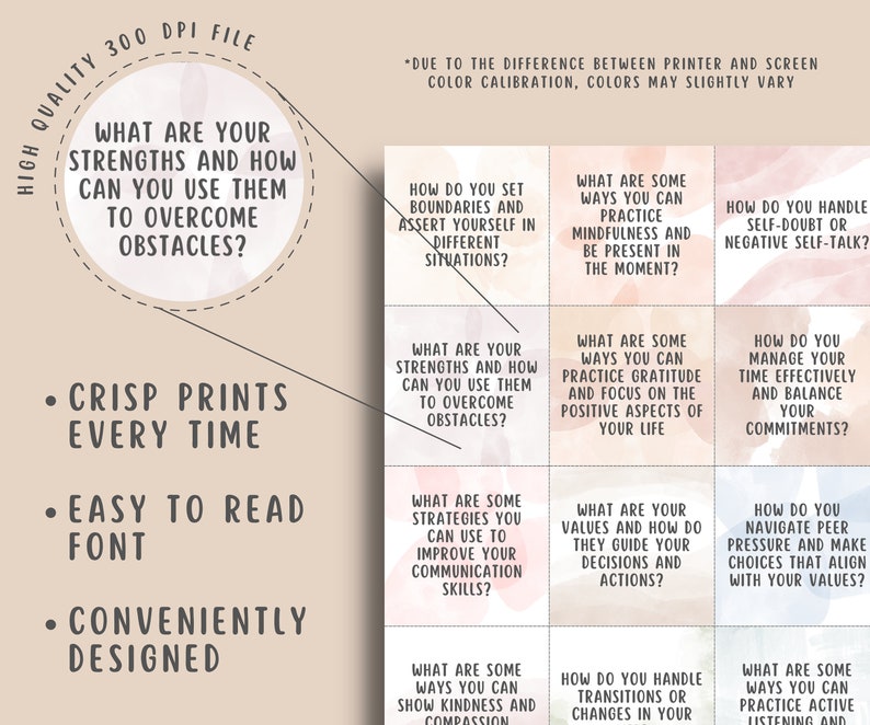 100 Teens Therapy Questions Cards Conversation Starters Mental Health Counseling Flashcards, DBT ...