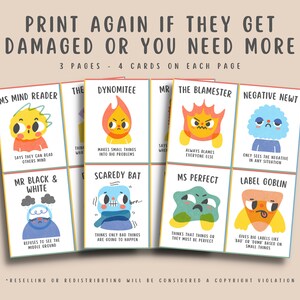 12 Thought Monsters Flashcard for Kids Teens, Thinking Traps Children ...