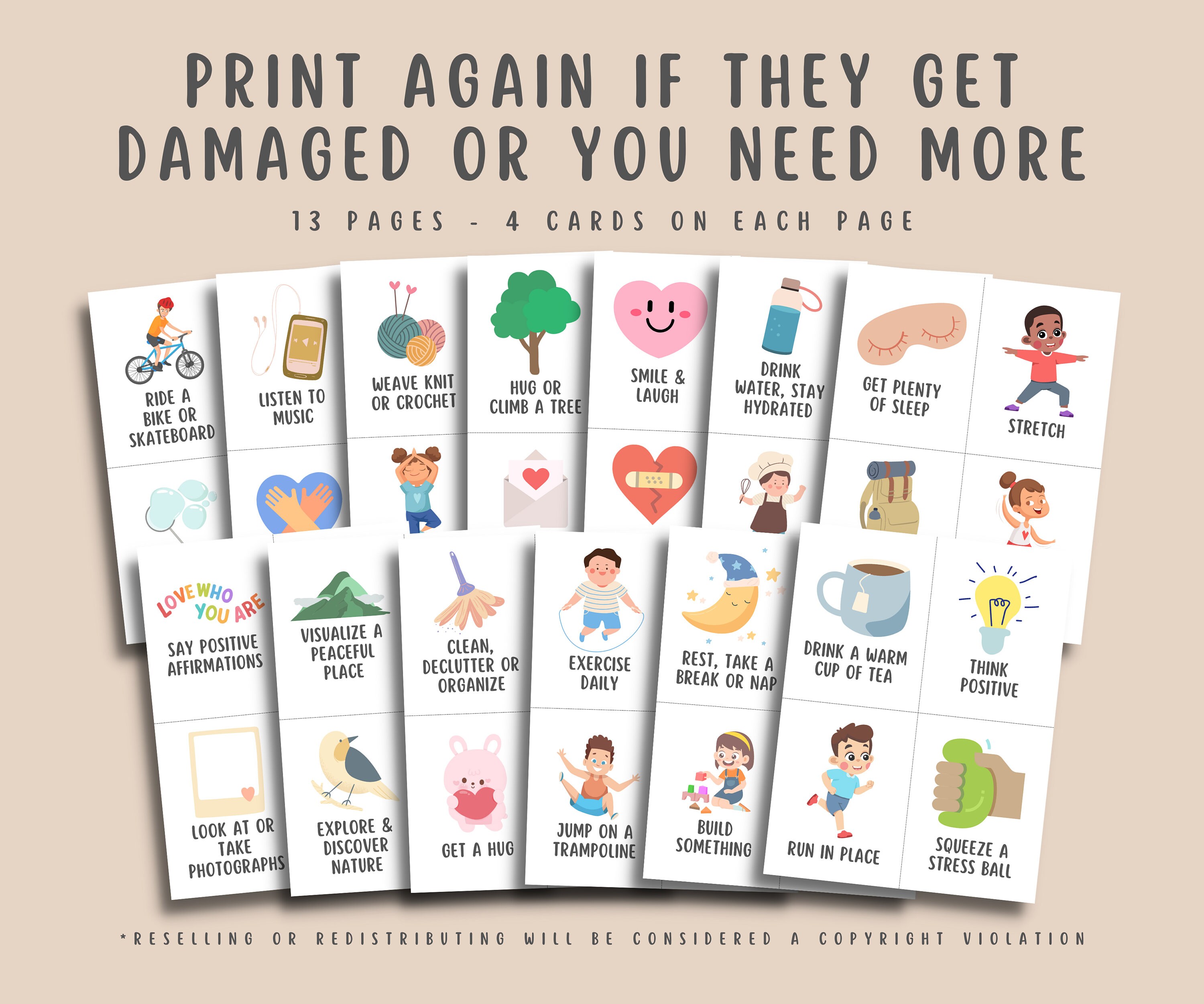 52 Coping Skills Cards Kids Teens Coping Strategies Children Self ...