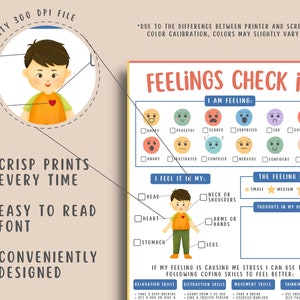 5 Feelings Check-in Worksheets, Feelings List Emotions Wheel, SEL Child ...