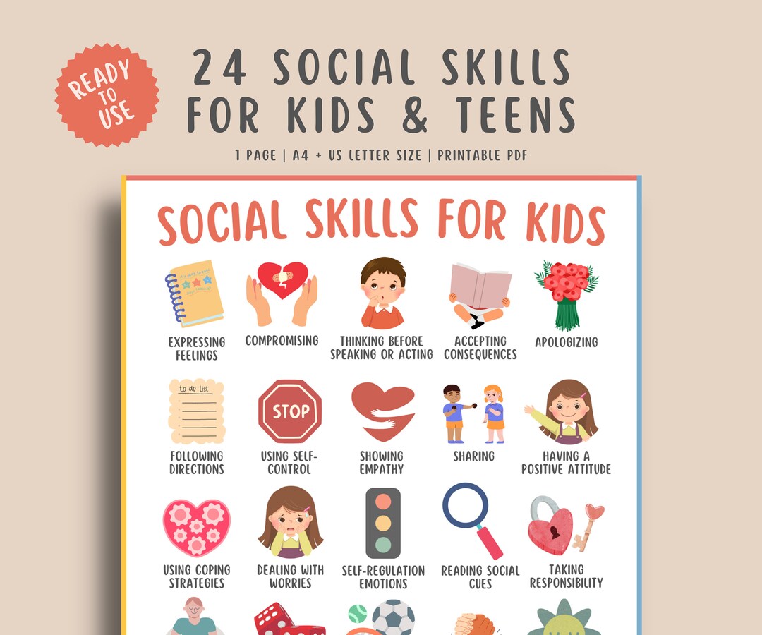 24 Social Emotional Skills for Kids Teens, Self Regulation Montessori ...
