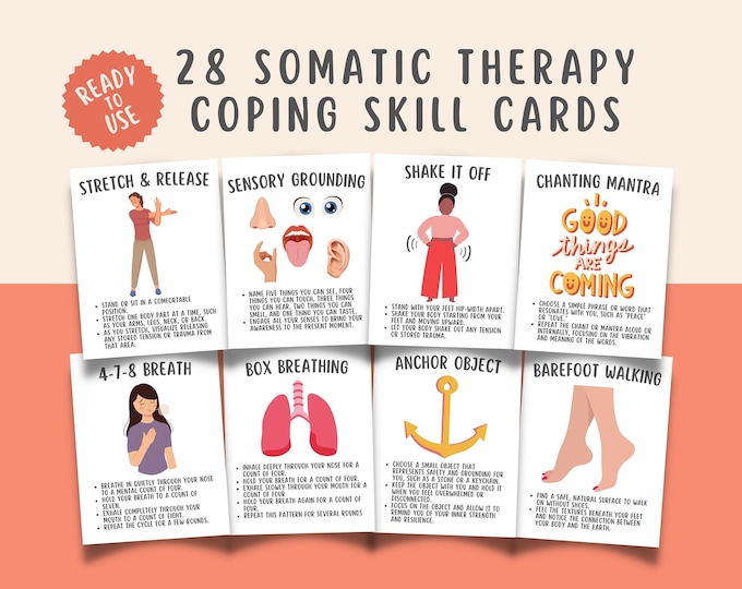 28 Somatic Therapy Coping Skill Cards for Nervous System Regulation ...
