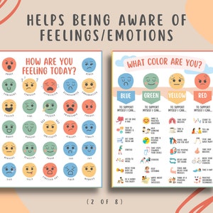 8 Feelings Emotions Coping Prints Bundle for Teens Kids, Feelings Scale ...