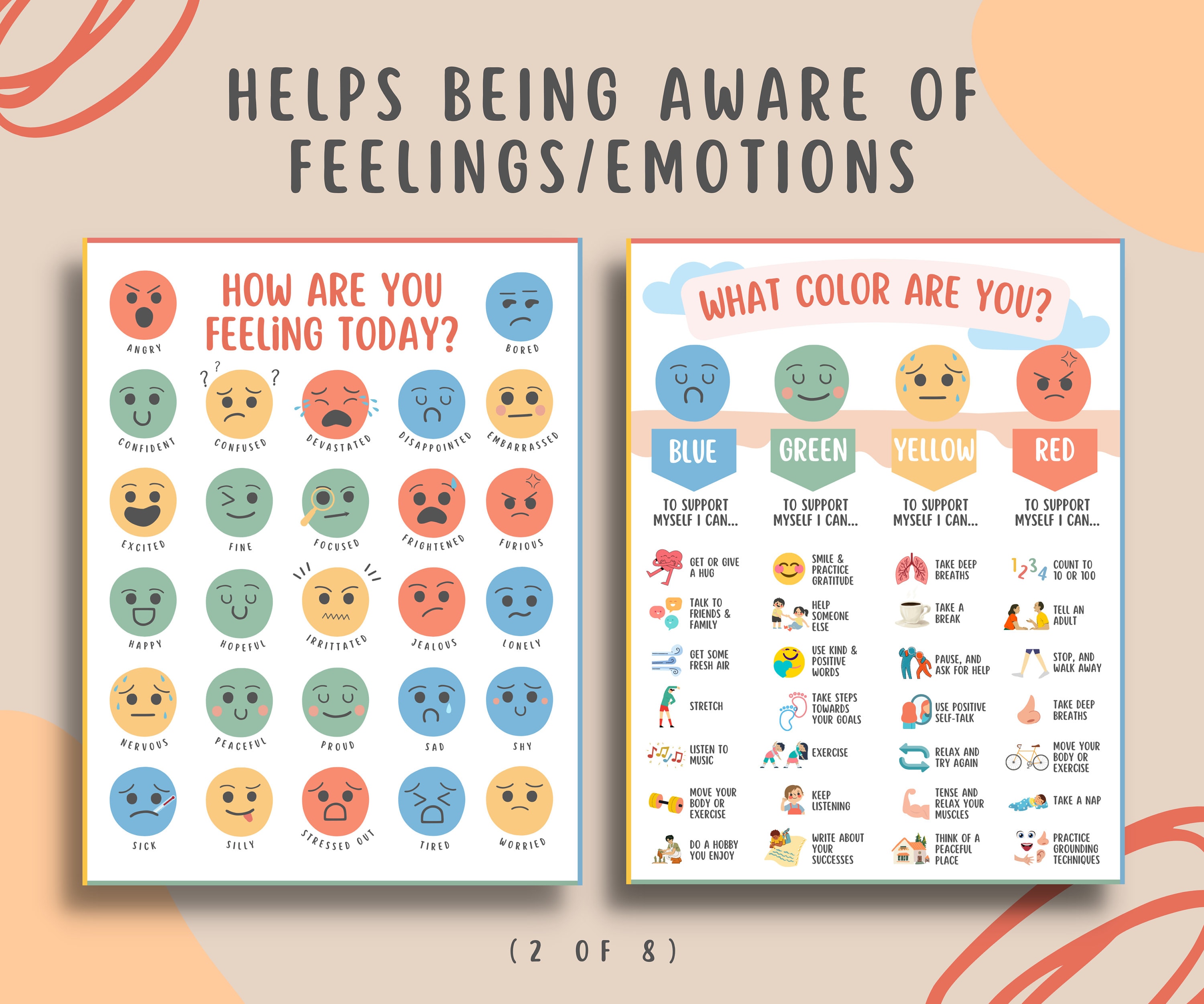 8 Feelings Emotions Coping Prints Bundle for Teens Kids - Etsy