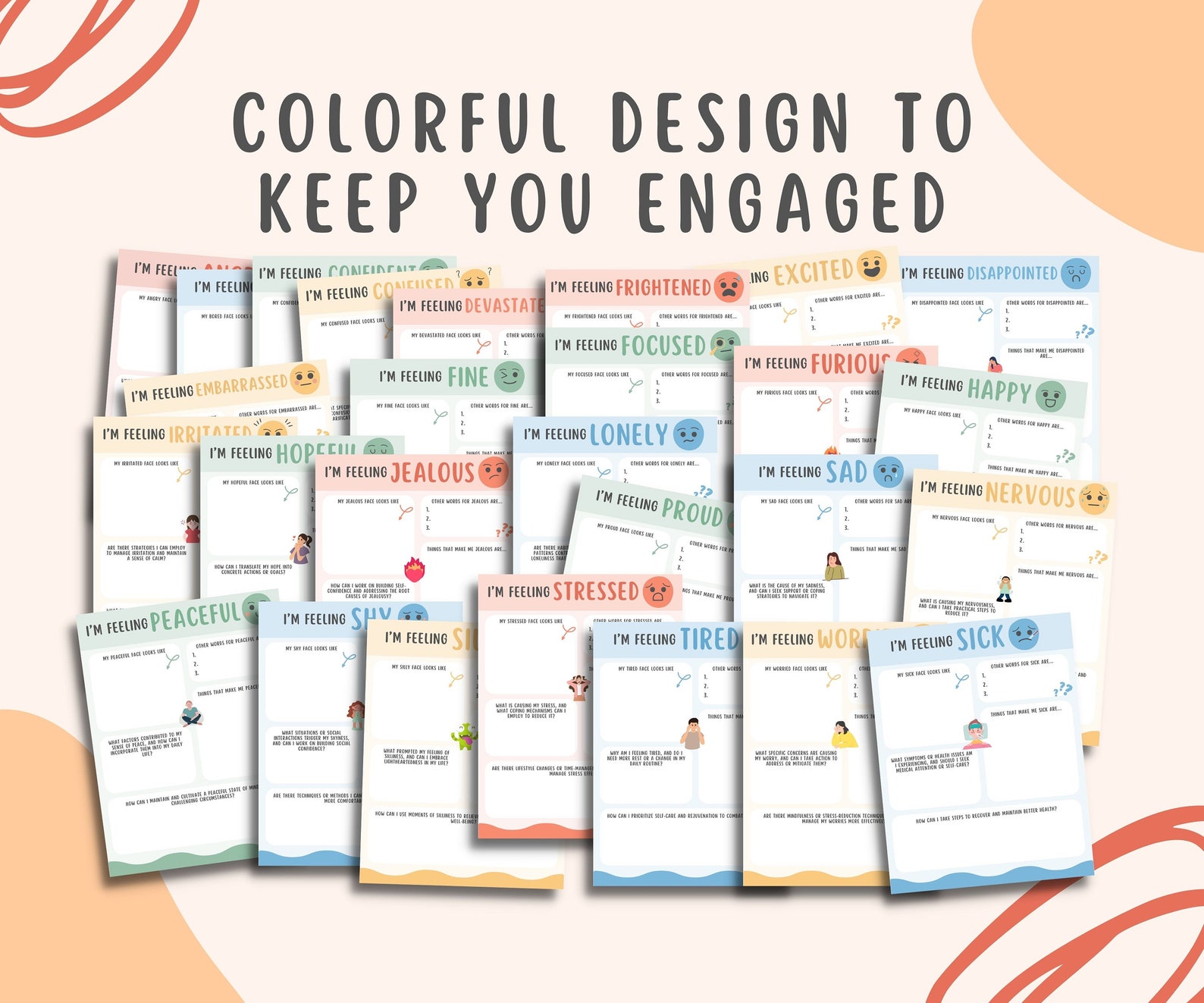 27 Feelings Exploration Worksheets for Kids Teens Emotions Vocabulary ...