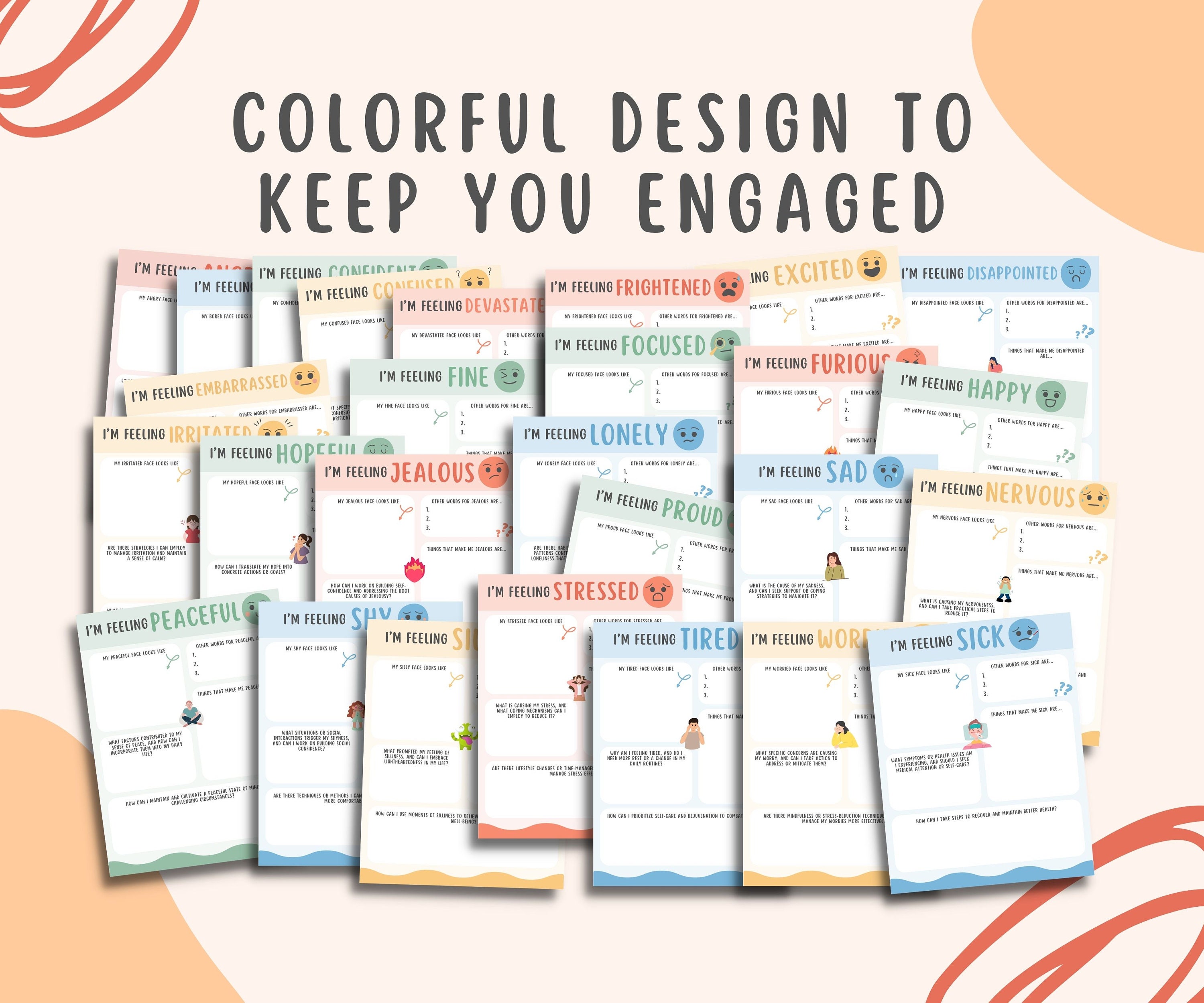 27 Feelings Exploration Worksheets for Kids Teens Emotions Vocabulary ...