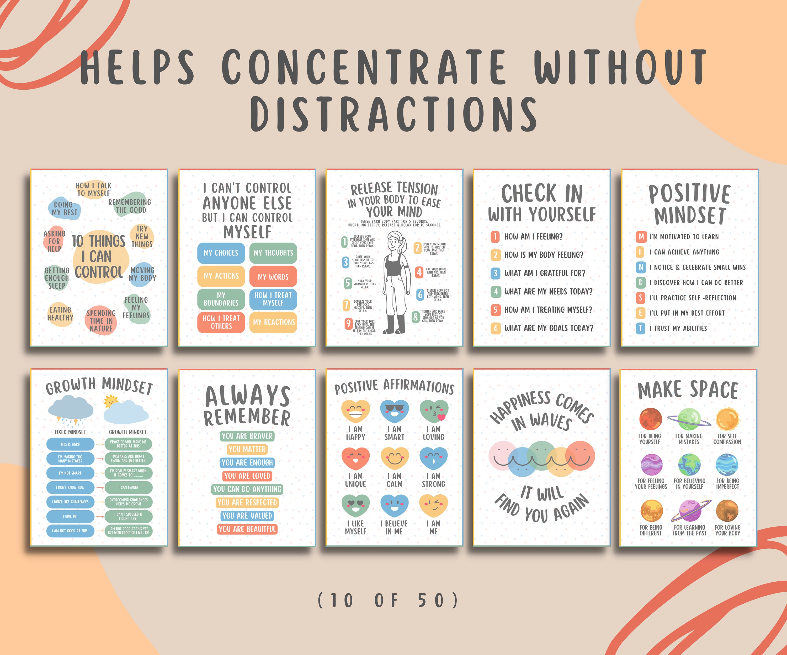 50 Calming Corner Poster Calm Down Self Regulation Social Emotional ...