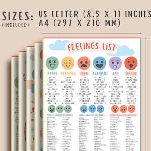 Feelings Emotions Coping Skills Bundle Set for Teens Kids 8 Pgs, Social ...