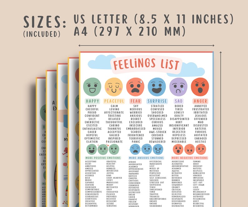8 Feelings Emotions Coping Prints Bundle for Teens Kids - Etsy
