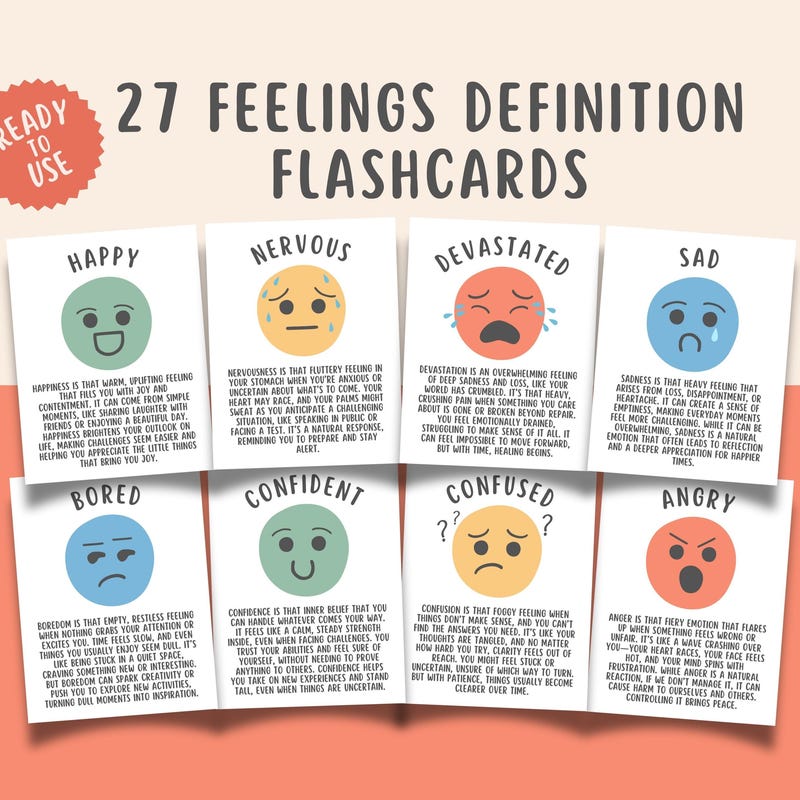 Emotion Flash Cards Set - Etsy UK