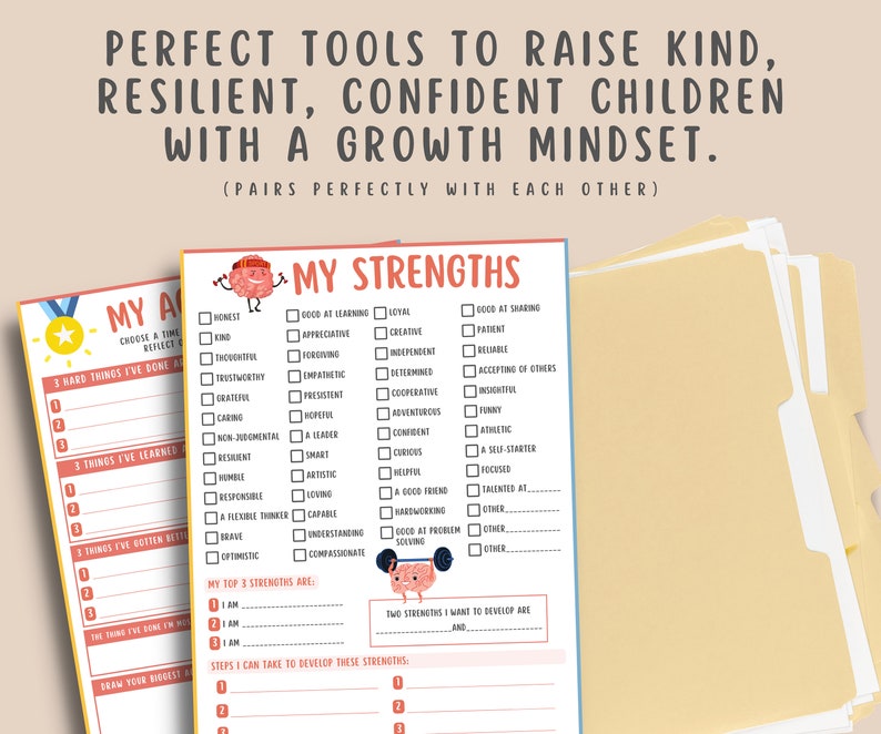 My Strengths Worksheet for Kids & Teens, Self Esteem Journal Children ...