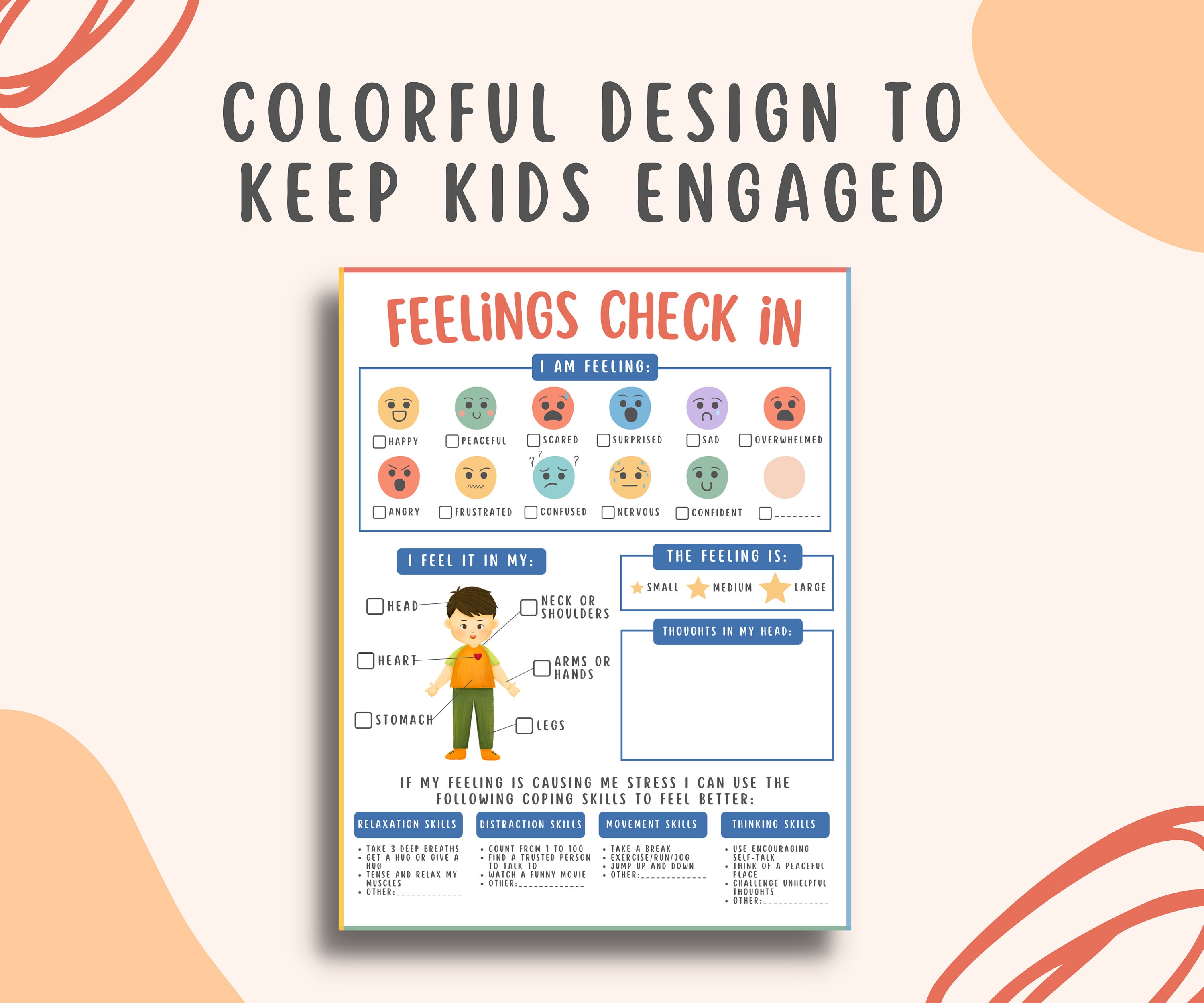 Feelings Check-in Worksheet Emotions Identification via - Etsy Australia