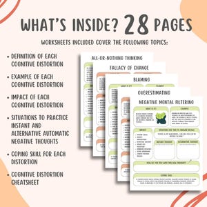 27 Cognitive Distortion Worksheets Cheatsheet, Thinking Errors ...