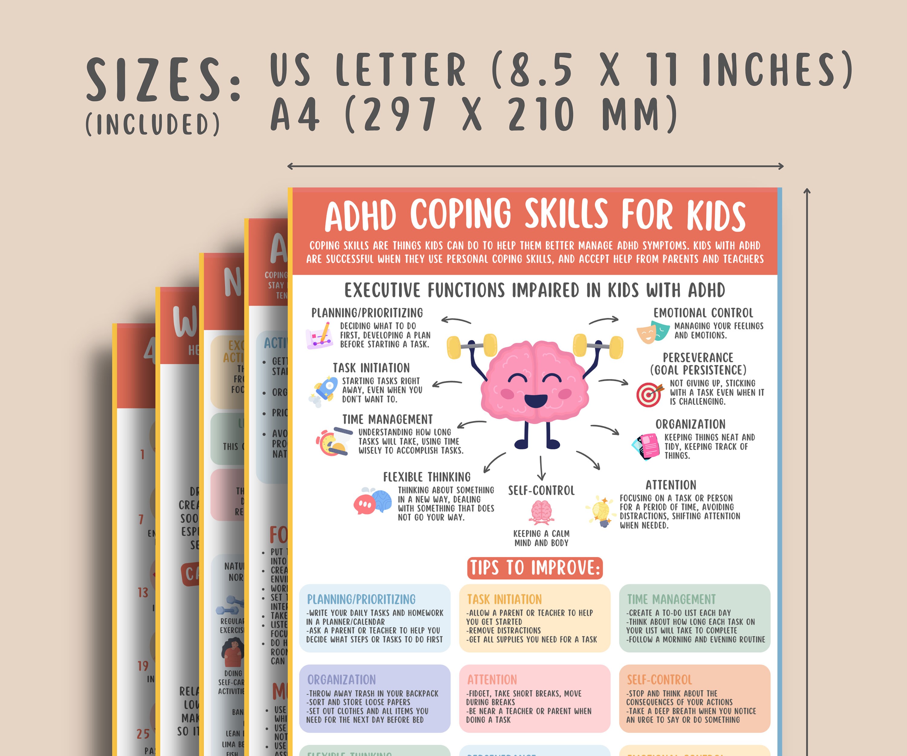 ADHD Coping Skills Bundle for Kids Teens 7 Pages Set Mental - Etsy UK