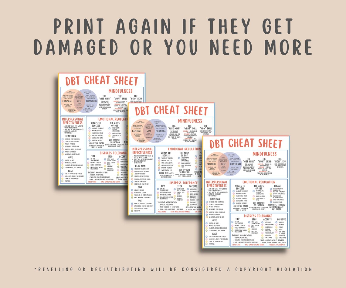 DBT Cheat Sheet DBT Skills Dialectical Behavior Therapy - Etsy Australia