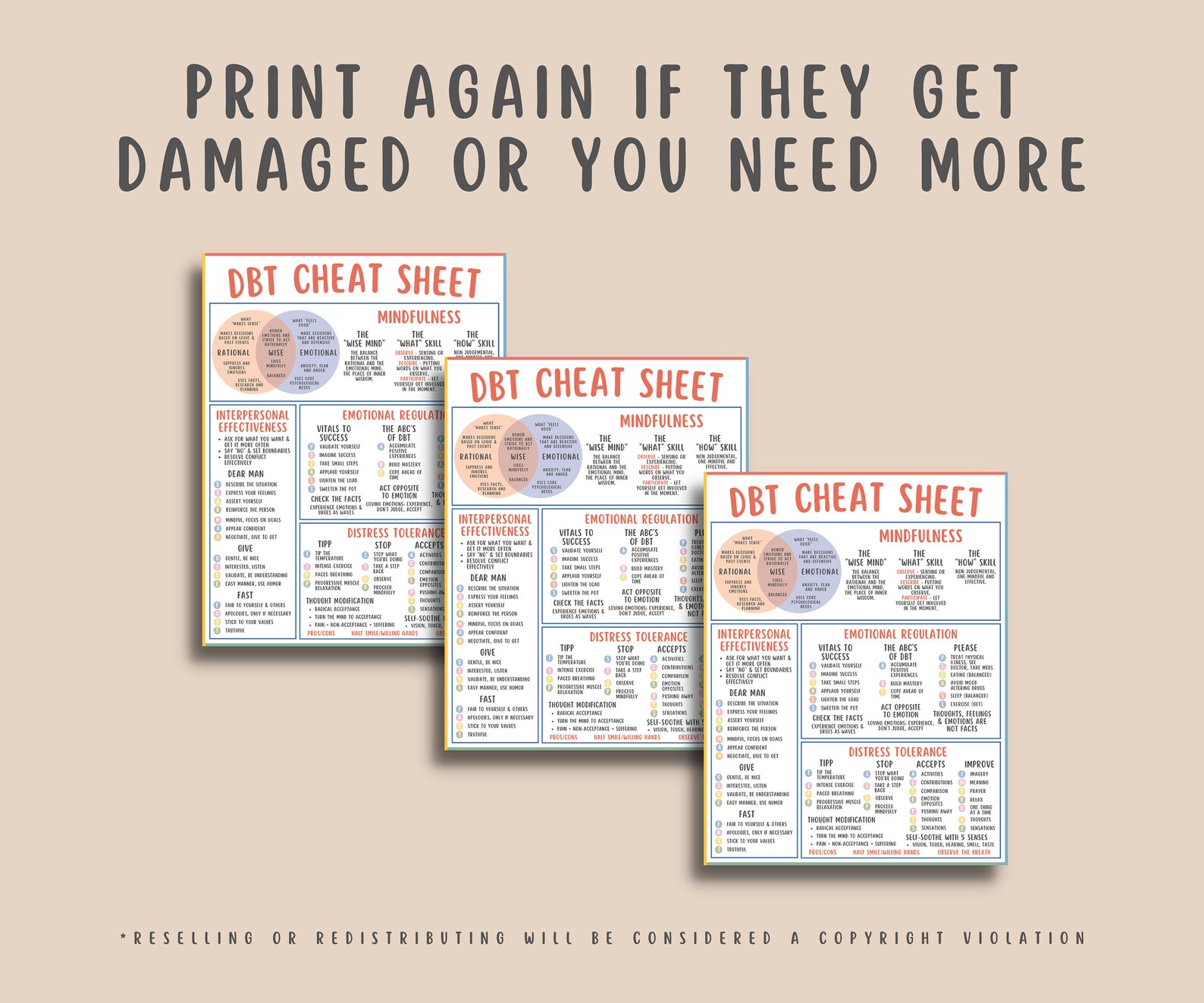 DBT Cheat Sheet DBT Skills Dialectical Behavior Therapy - Etsy Canada