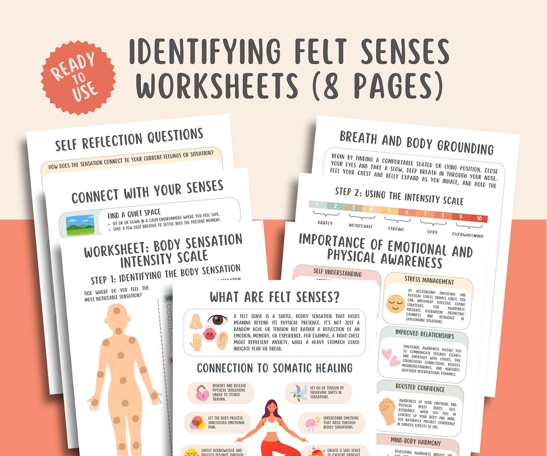 Identifying Felt Senses (8 Pages) Somatic Therapy Worksheets, PTSD ...