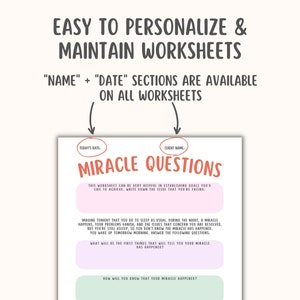 Miracle Questions Worksheet, SFBT Worksheets, Solution Focused Therapy ...