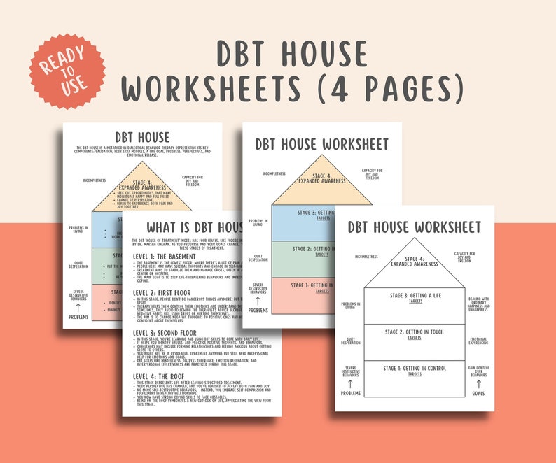 4 DBT House Worksheets, the Stages of Therapy, Dialectical Behavior ...