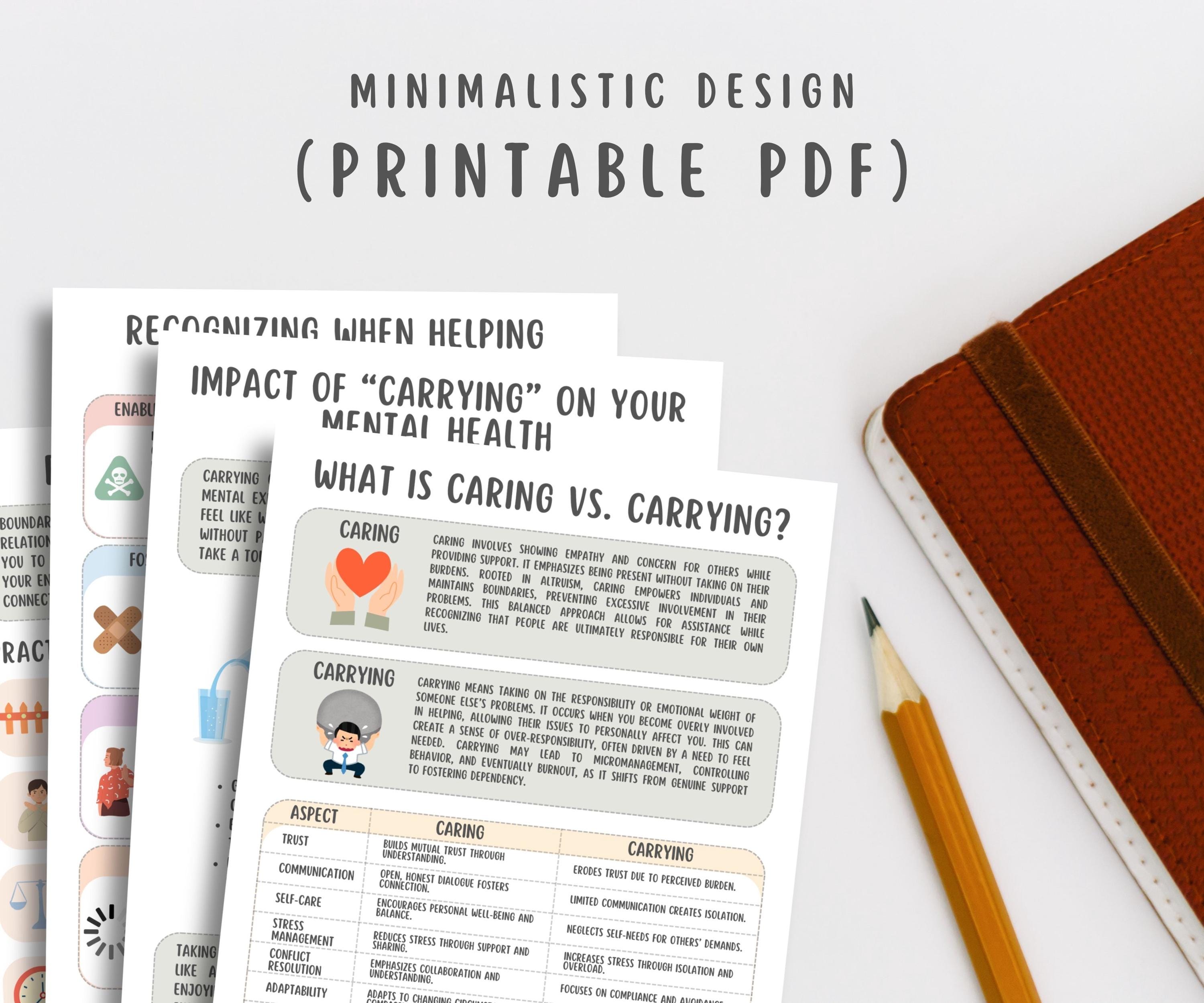 Caring Vs. Carrying Worksheets, Setting Relationship Boundaries ...
