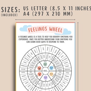 Coloring Feelings Wheel Printable for Kids & Teens, Emotions Wheel ...