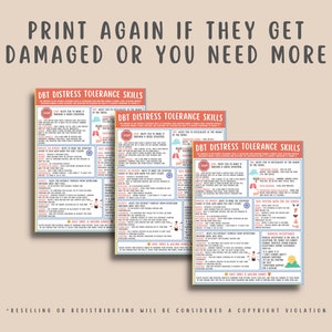 DBT Distress Tolerance Coping Skills Handout Teens Kids Adults ...