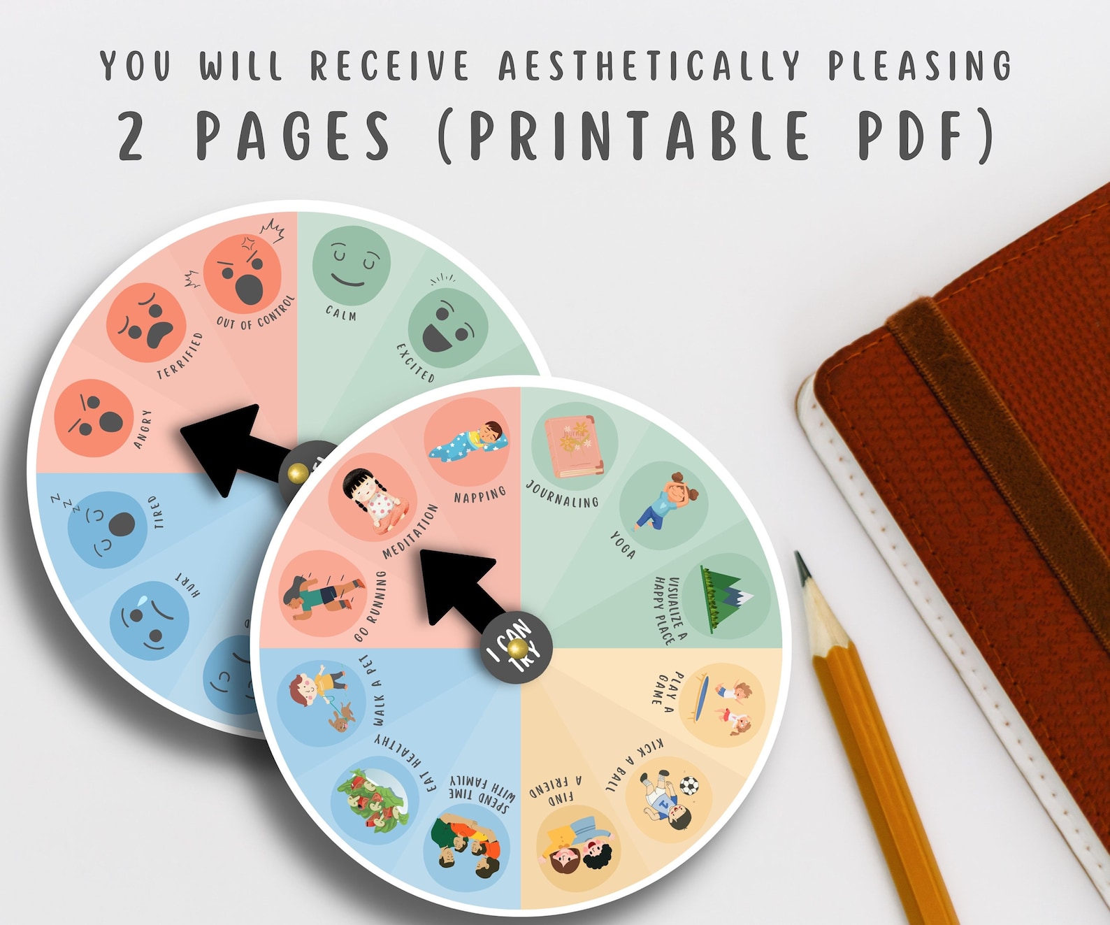 Feelings Wheel With Coping Skills Activity for Kids, Calming Corner ...