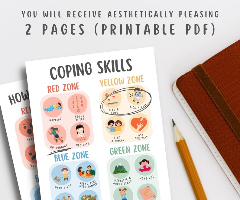 Feelings Zone With Coping Skills Set of 2 Posters for Kids, Emotions ...