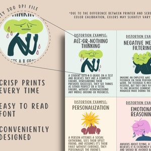 57 Cognitive Distortion Cards, DBT Coping Skill Cards, Unhelpful Ways ...