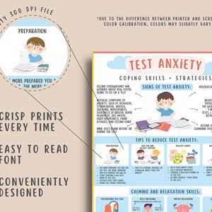 Test Anxiety Coping Skills Strategies Handout for Teens Kids, Reduce ...