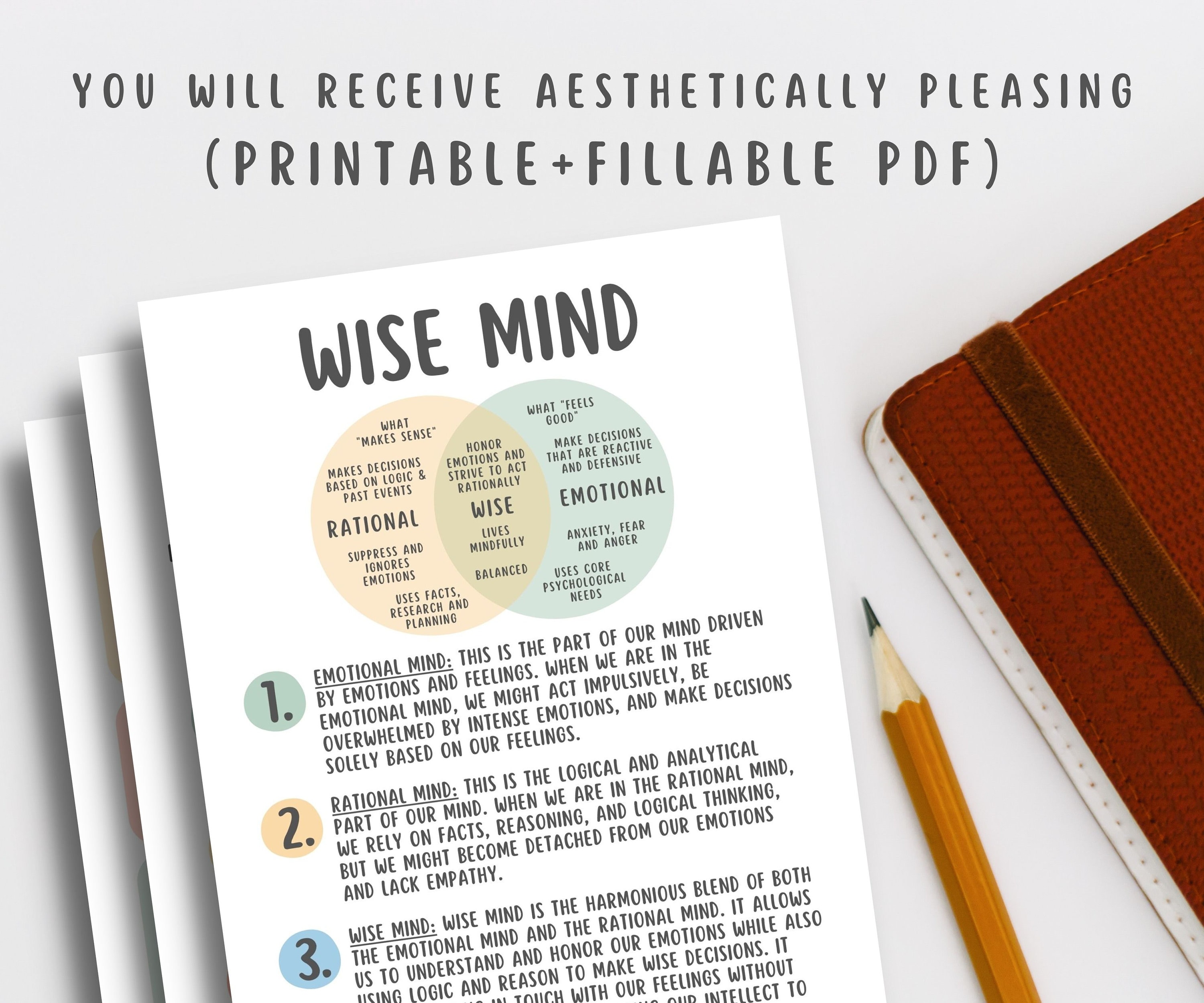 10 DBT Mindfulness Worksheets, Dialectical Behavior Therapy Coping ...