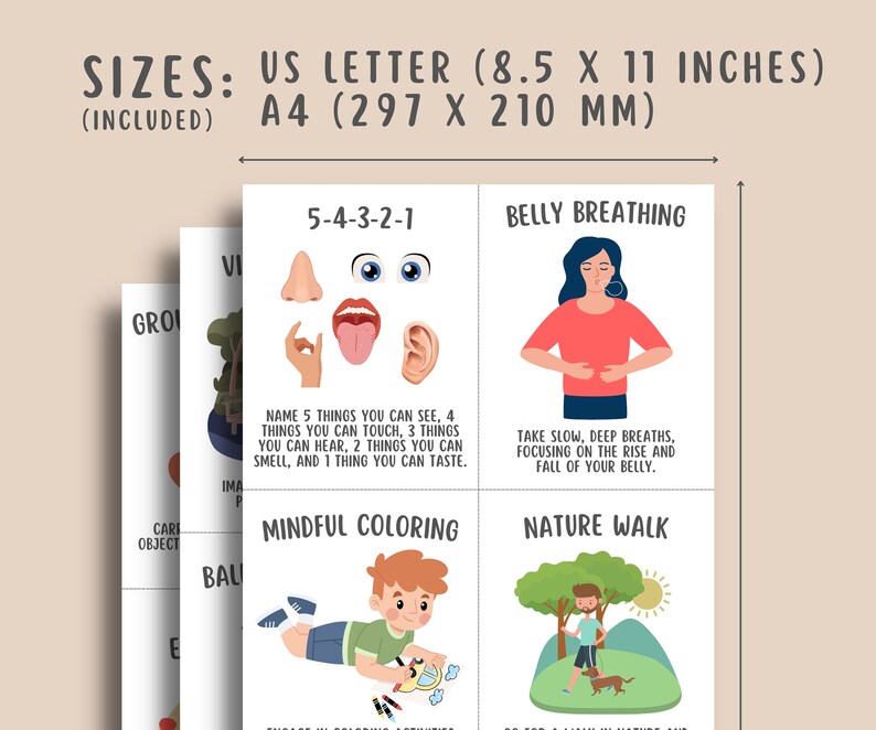 52 Grounding Techniques Flashcards Coping Strategies Children Self ...