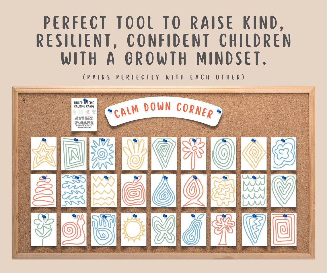27 Finger Tracing Breathing Cards for Kids Teens, Calm Down Corner ...