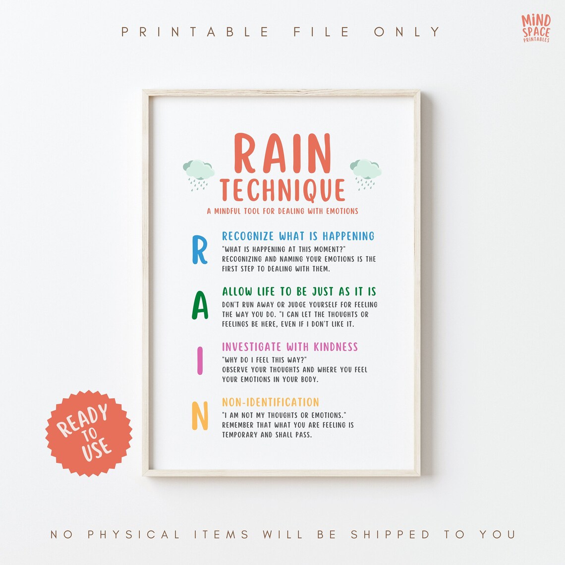 Rain Technique Mental Health Poster Calming Technique - Etsy