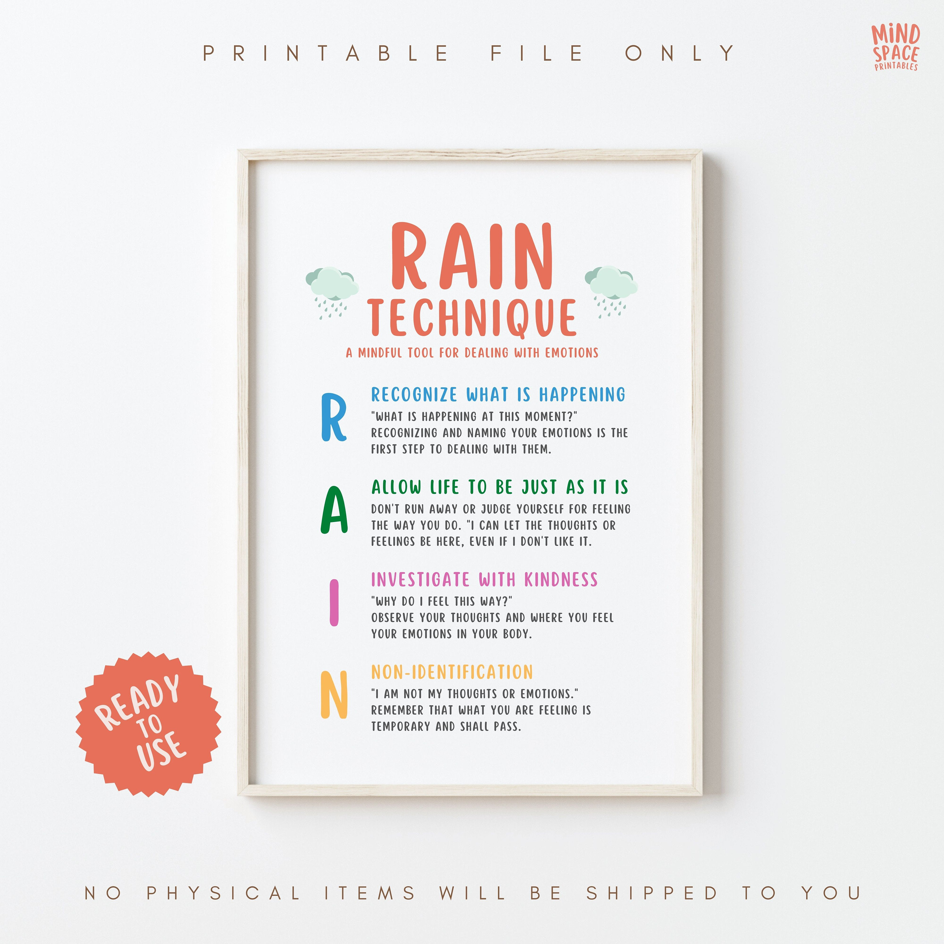 Rain Technique, Mental Health Poster, Calming Technique, Anxiety Relief ...