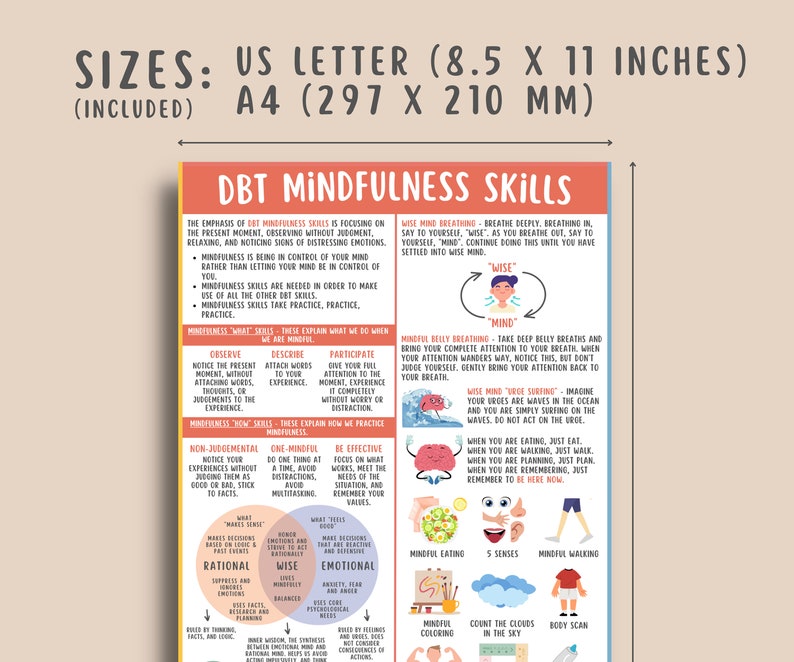 DBT Mindfulness Coping Skills Handout Teens Kids Adults - Etsy