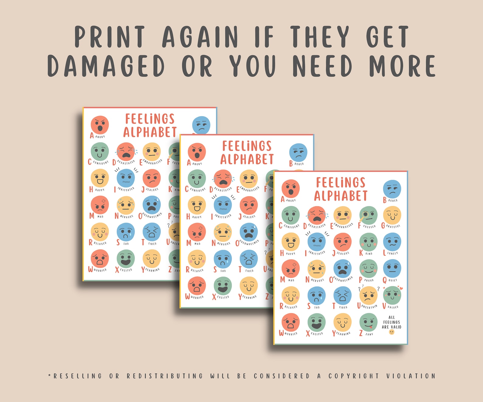 Feelings Alphabet Chart for Kids, Emotions Poster for Toddlers ...