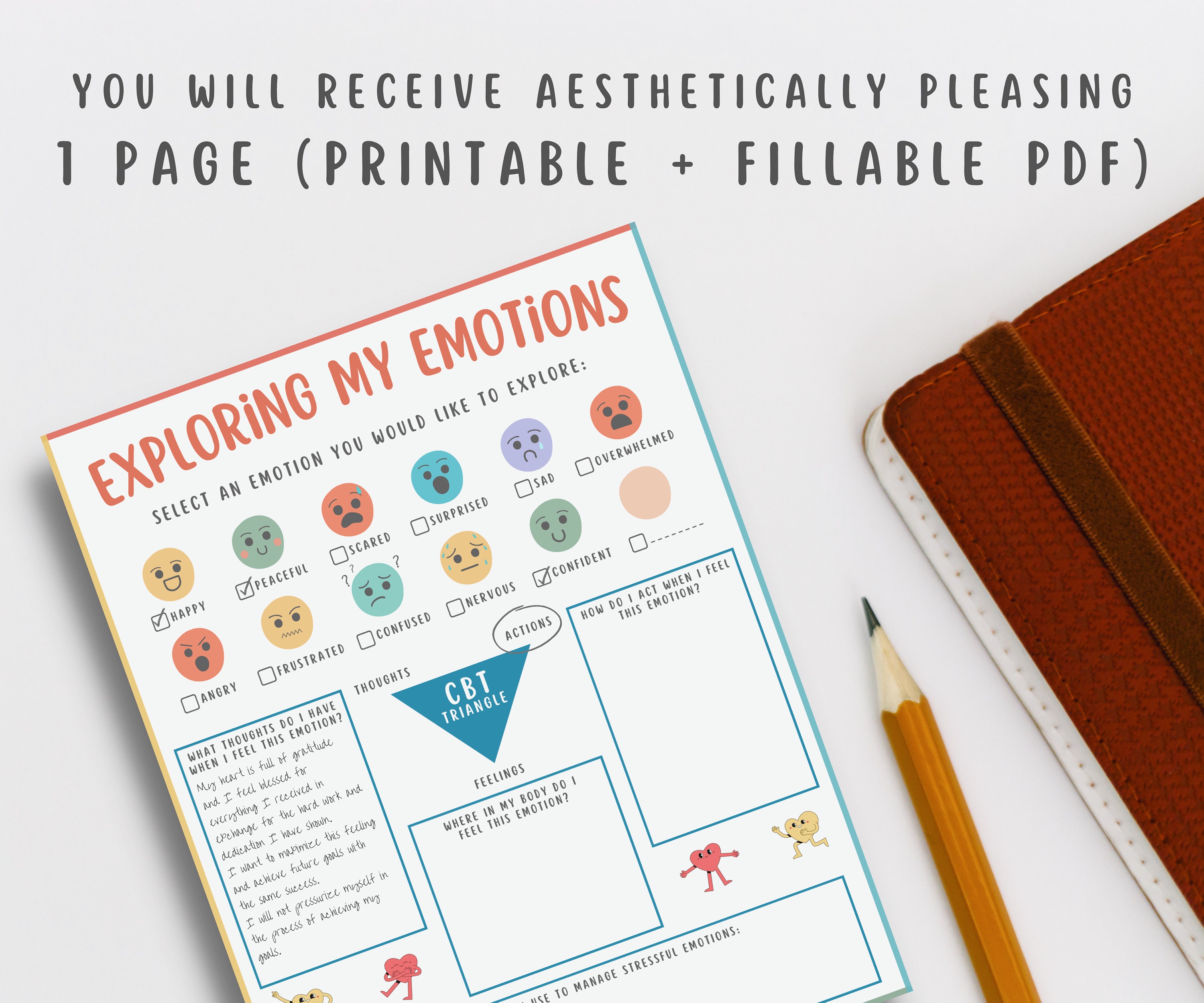 Feelings/emotions Check in CBT Worksheet for Teens & Kids - Etsy