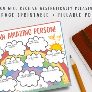 Self-esteem Worksheet Kids Teens, I Am an Amazing Person Self ...