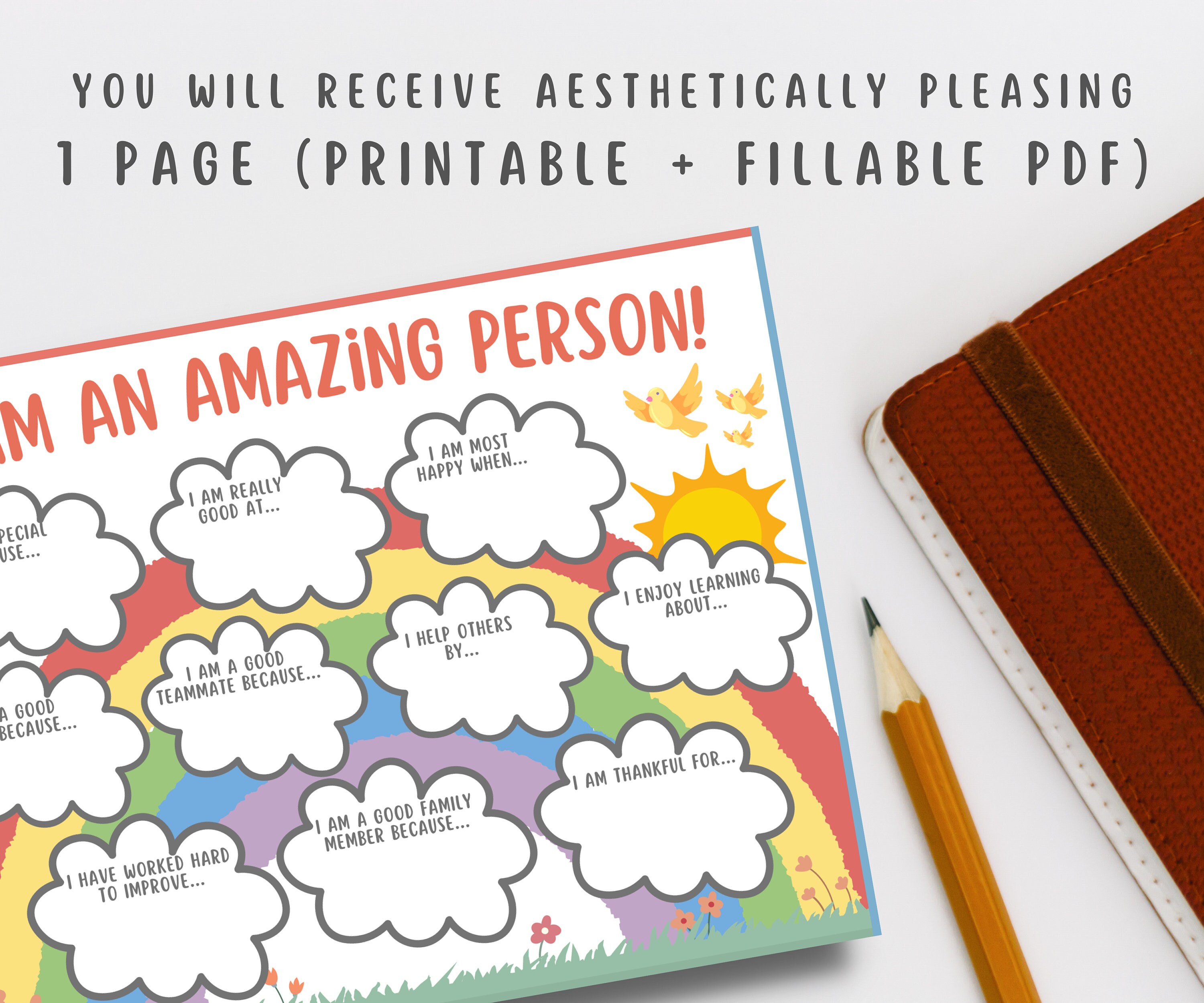 Self-esteem Worksheet Kids Teens, I Am an Amazing Person Self ...