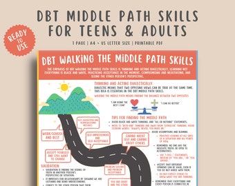 DBT Walking the Middle Path Coping Skills Printable Handout Poster ...