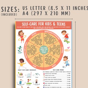 Self-care Wheel Printable for Kids & Teens, Child Therapist School ...