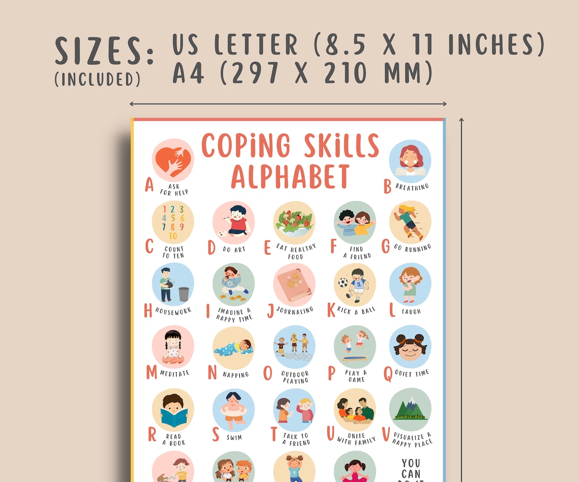 Alphabet Coping Skills for Kids Teens Grounding Techniques - Etsy