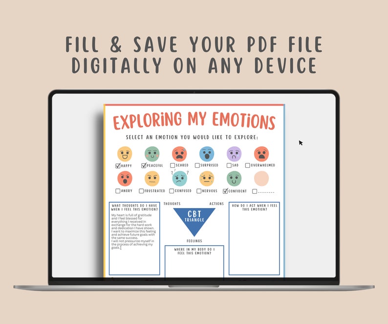 Feelings/emotions Check in CBT Worksheet for Teens & Kids - Etsy
