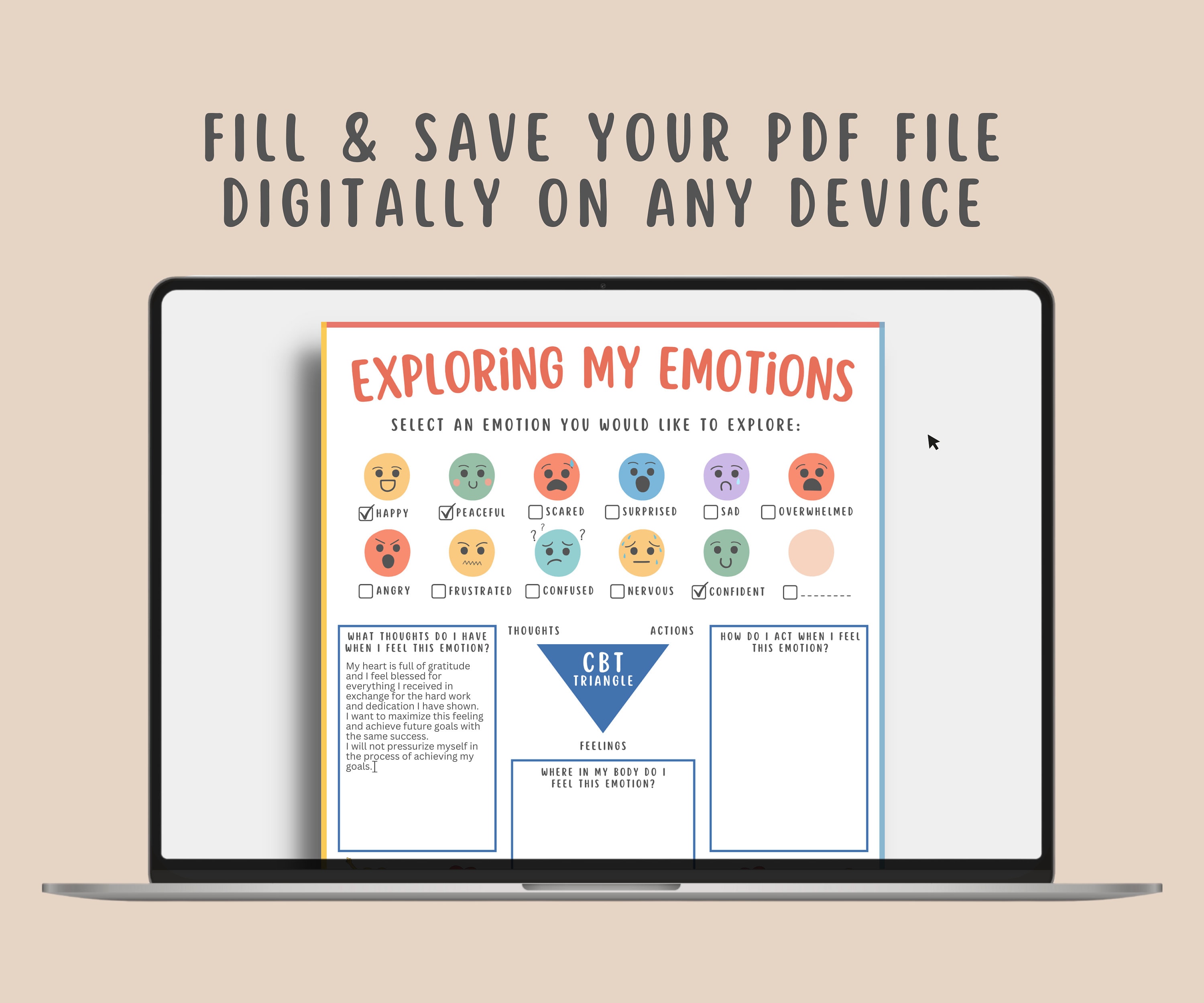 Feelings/emotions Check in CBT Worksheet for Teens & Kids - Etsy