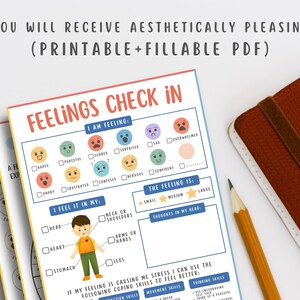 5 Feelings Check-in Worksheets, Feelings List Emotions Wheel, SEL Child ...