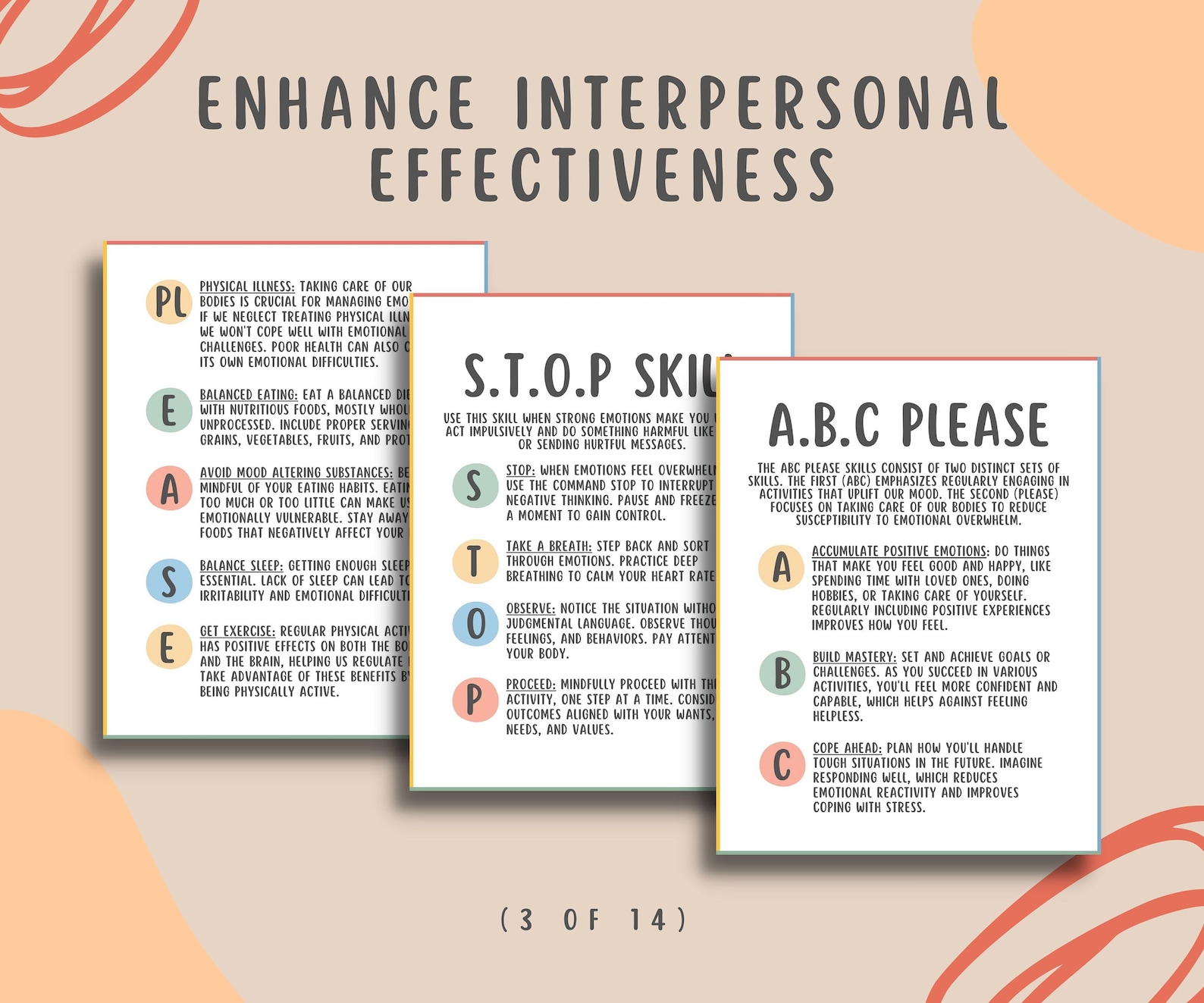 14 DBT Coping Skill Posters Dialectical Behavior Therapy - Etsy